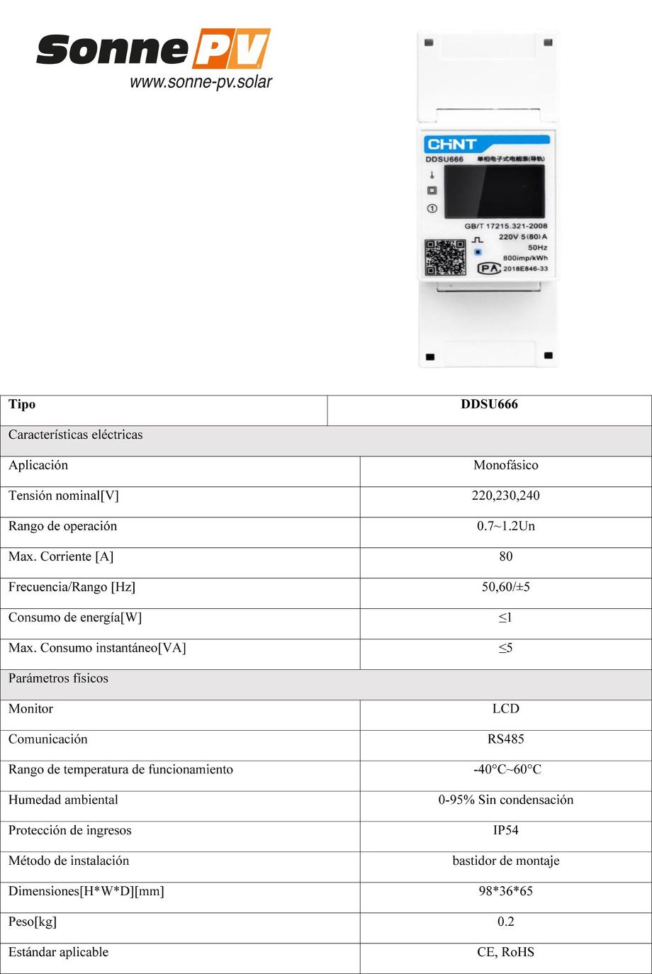 CHINT DDSU666 Smart Meter Monofasico | Sonne PV CHINT DDSU666 Smart Meter Monofasico | Sonne PV